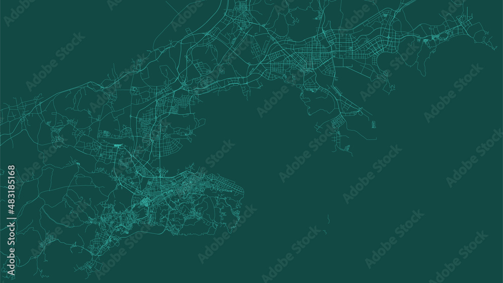 Dalian map city poster province, green horizontal background vector map ...
