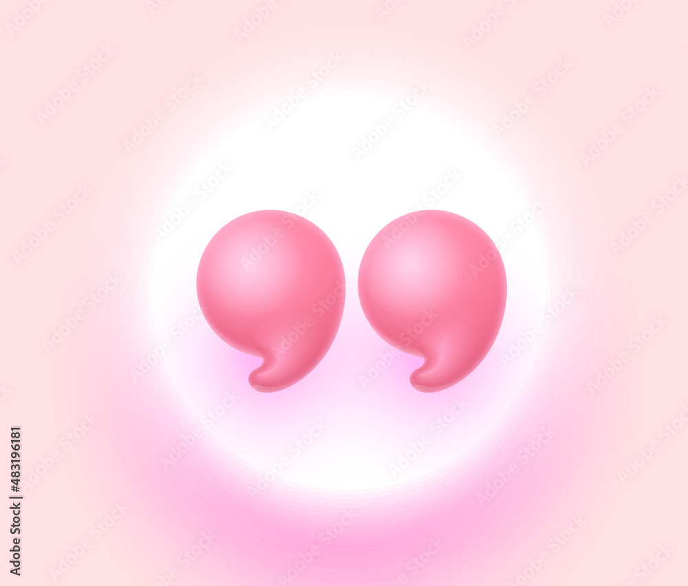 3d quote realistic render design in cute cartoon style volumetric icons ...