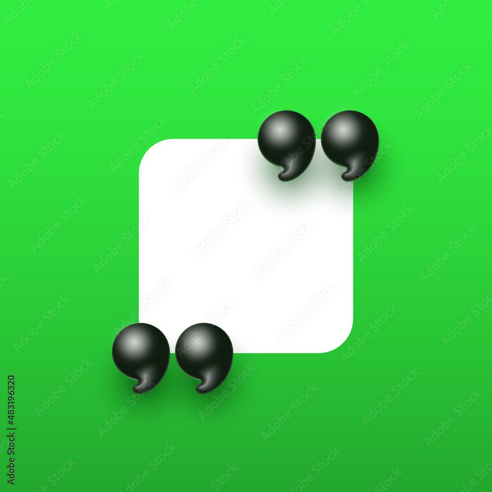 3d quote realistic render design in cute cartoon style volumetric icons ...