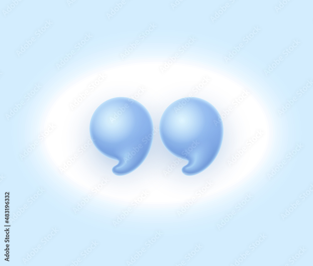 3d quote realistic render design in cute cartoon style volumetric icons ...
