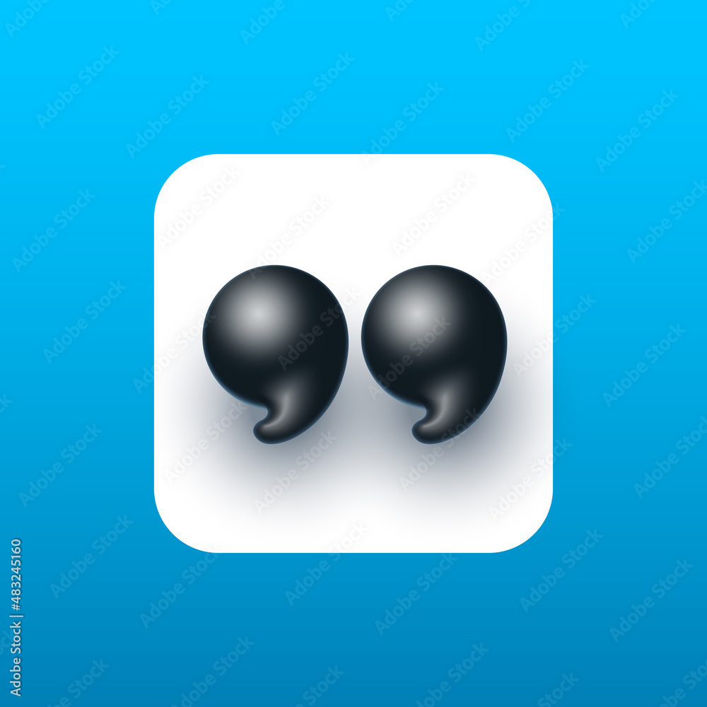 3d quote realistic render design in cute cartoon style volumetric icons ...