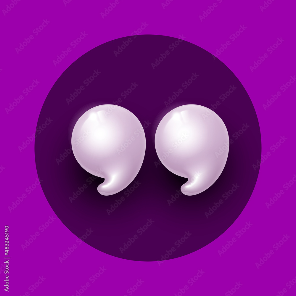 3d quote realistic render design in cute cartoon style volumetric icons ...