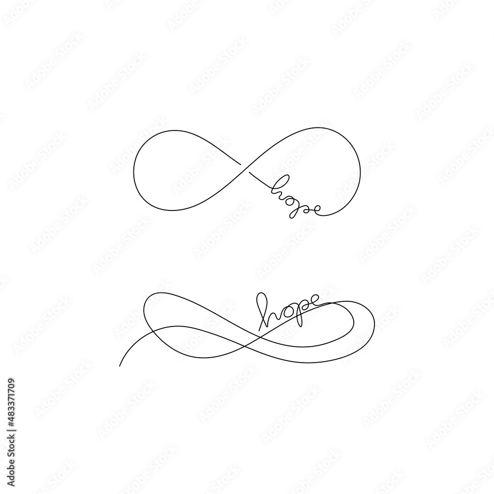Hope - single line drawing of word hope with infinity symbols ...