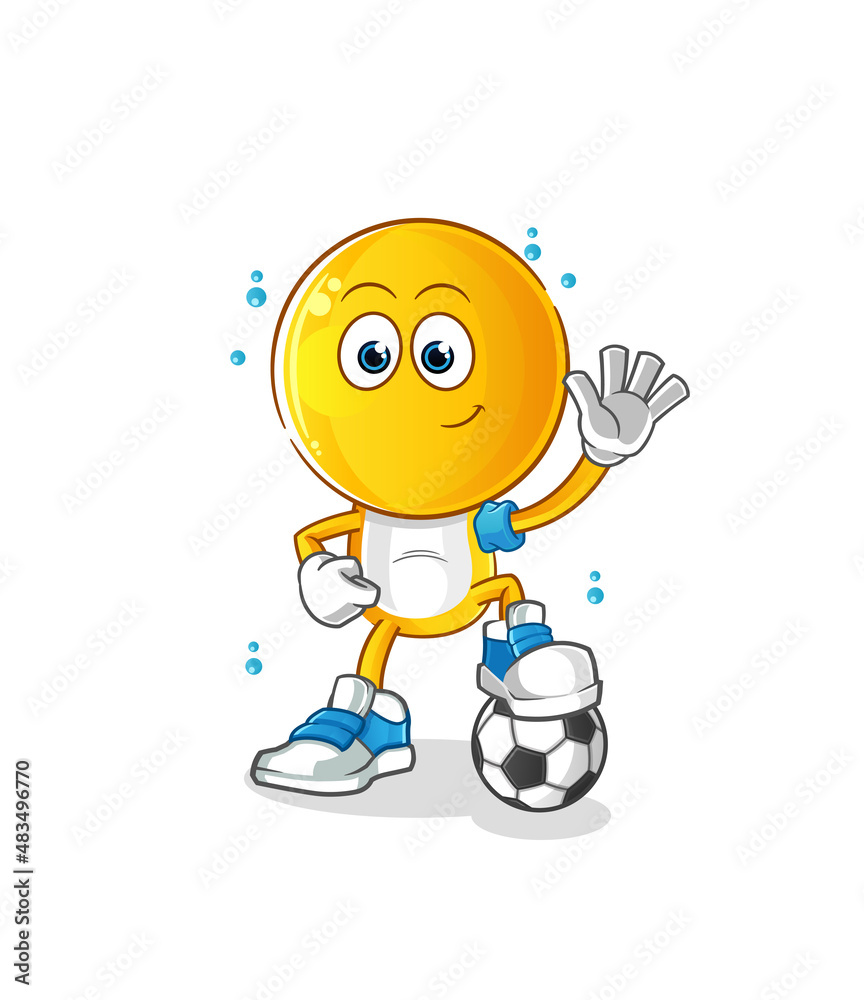 emoticon head cartoon playing soccer illustration. character vector ...