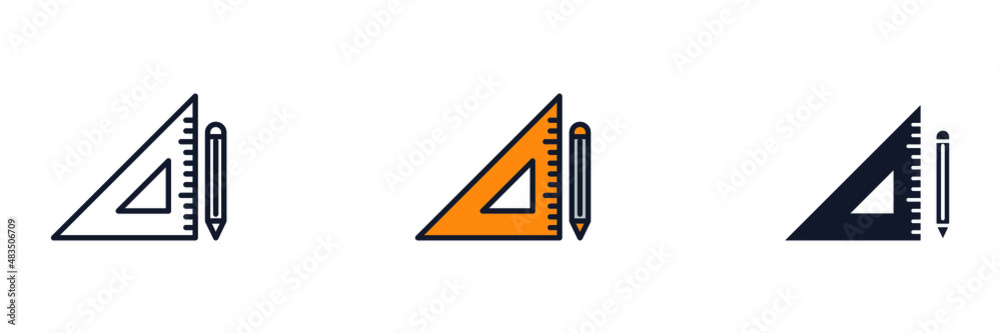 pencil and ruler icon symbol template for graphic and web design ...