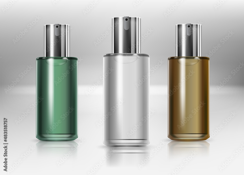 Realistic Detailed 3d Blank Perfume Bottle Empty Template Mockup Set ...