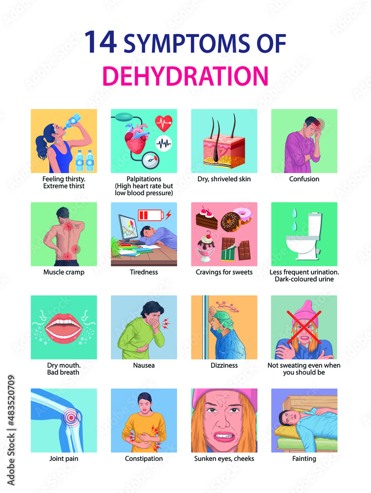 Dehydration symptoms vector infographic Stock Vector | Adobe Stock