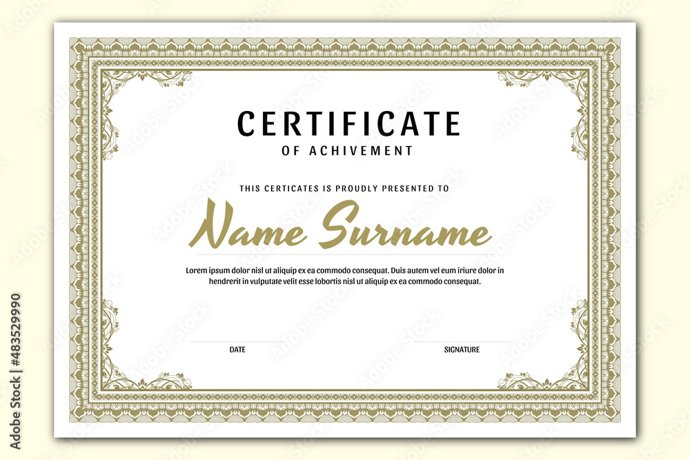 Vintage certificate border design. Stock Vector | Adobe Stock