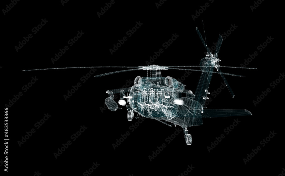 Helicopter Hologram. Military and Technology Concept Stock Illustration ...