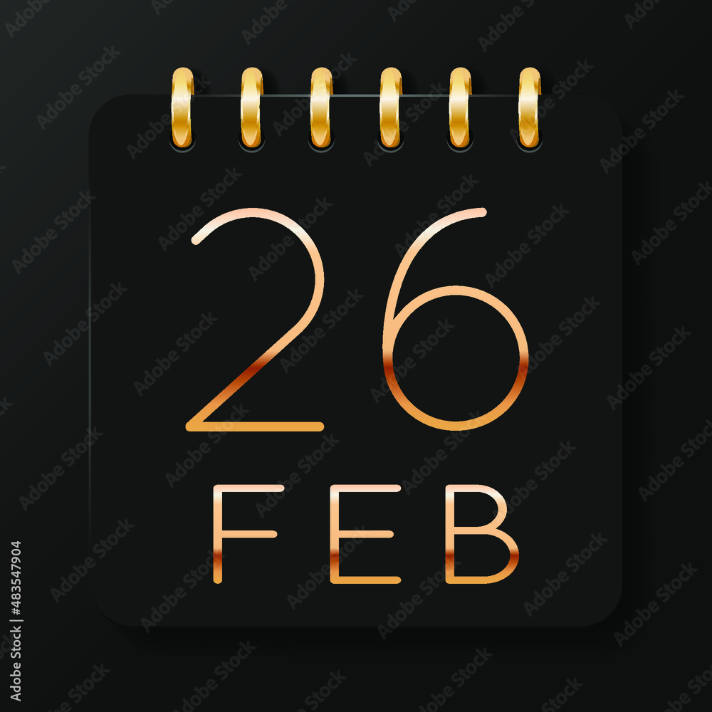 26 day of the month. February. Luxury calendar daily icon. Date day ...