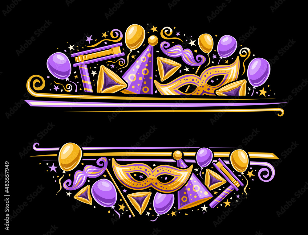 Vector Border for Purim Carnival with copy space for text, horizontal ...