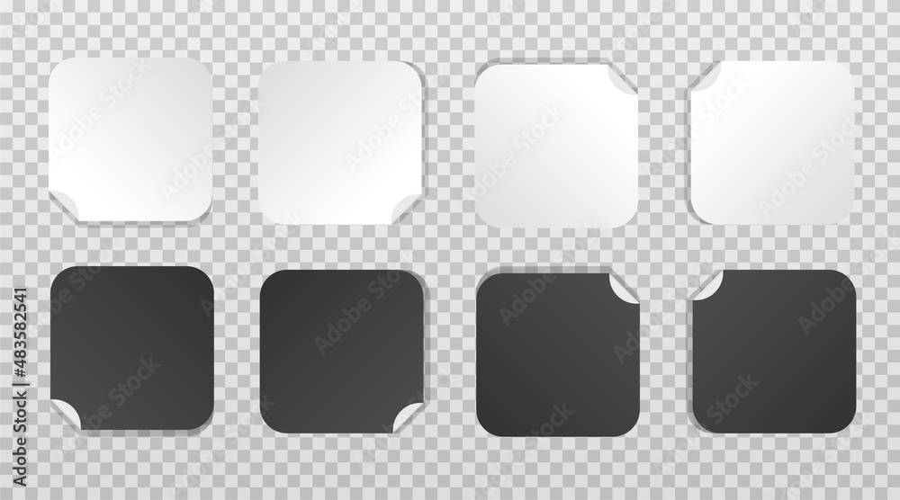 White and black folded edge sticker set. Empty paper price tag ...