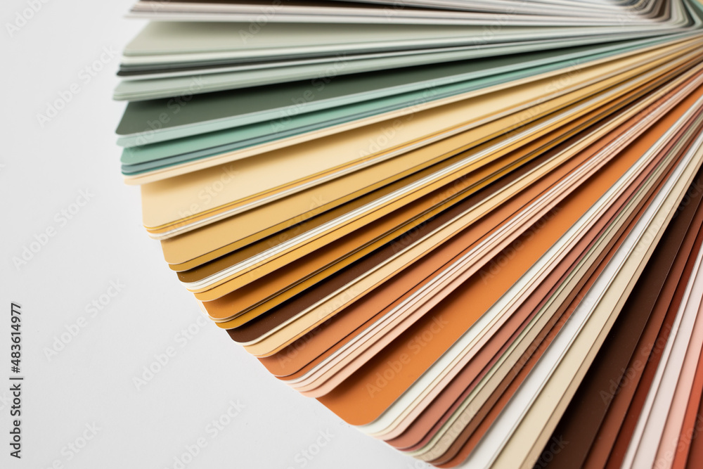 Paper color sample palette catalogue for paints on white background ...
