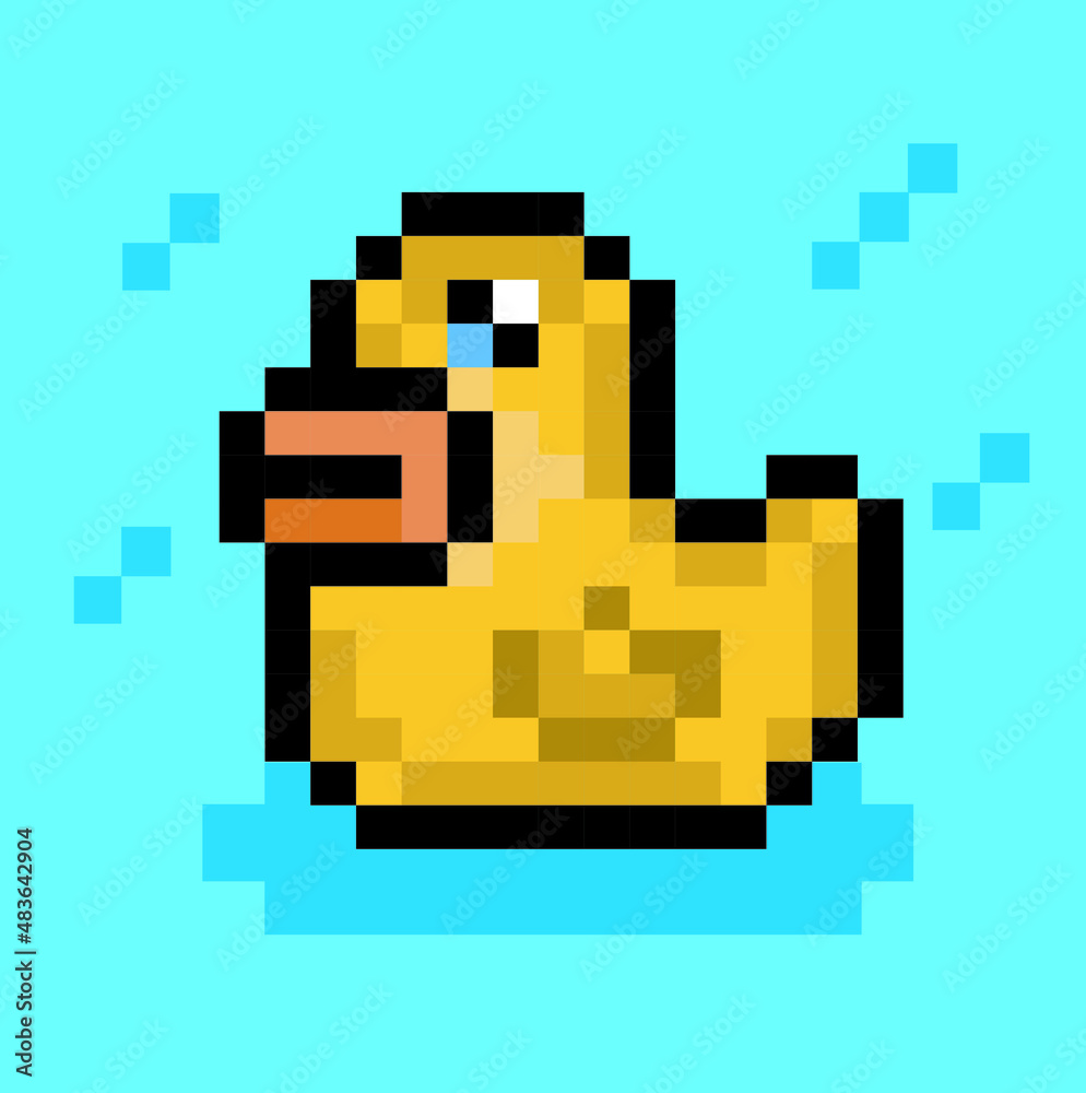 little yellow rubber duck,in pixel art format, vector editable pixelart. Stock Vector | Adobe Stock