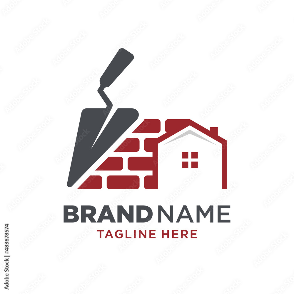 House Plastering Logo Design Stock Vector | Adobe Stock