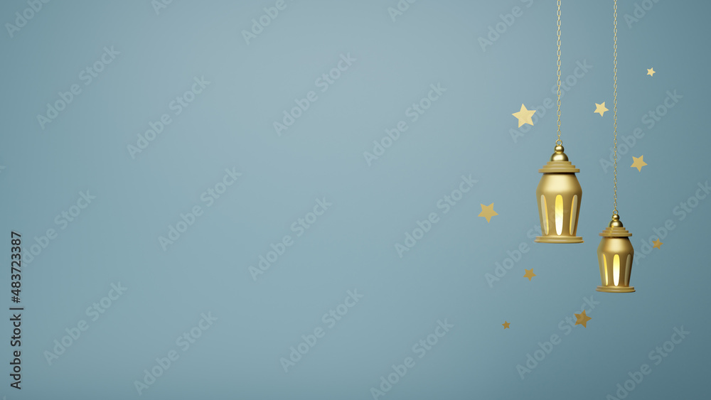 Eid Mubarak social media post design. Islamic background design. 3D ...