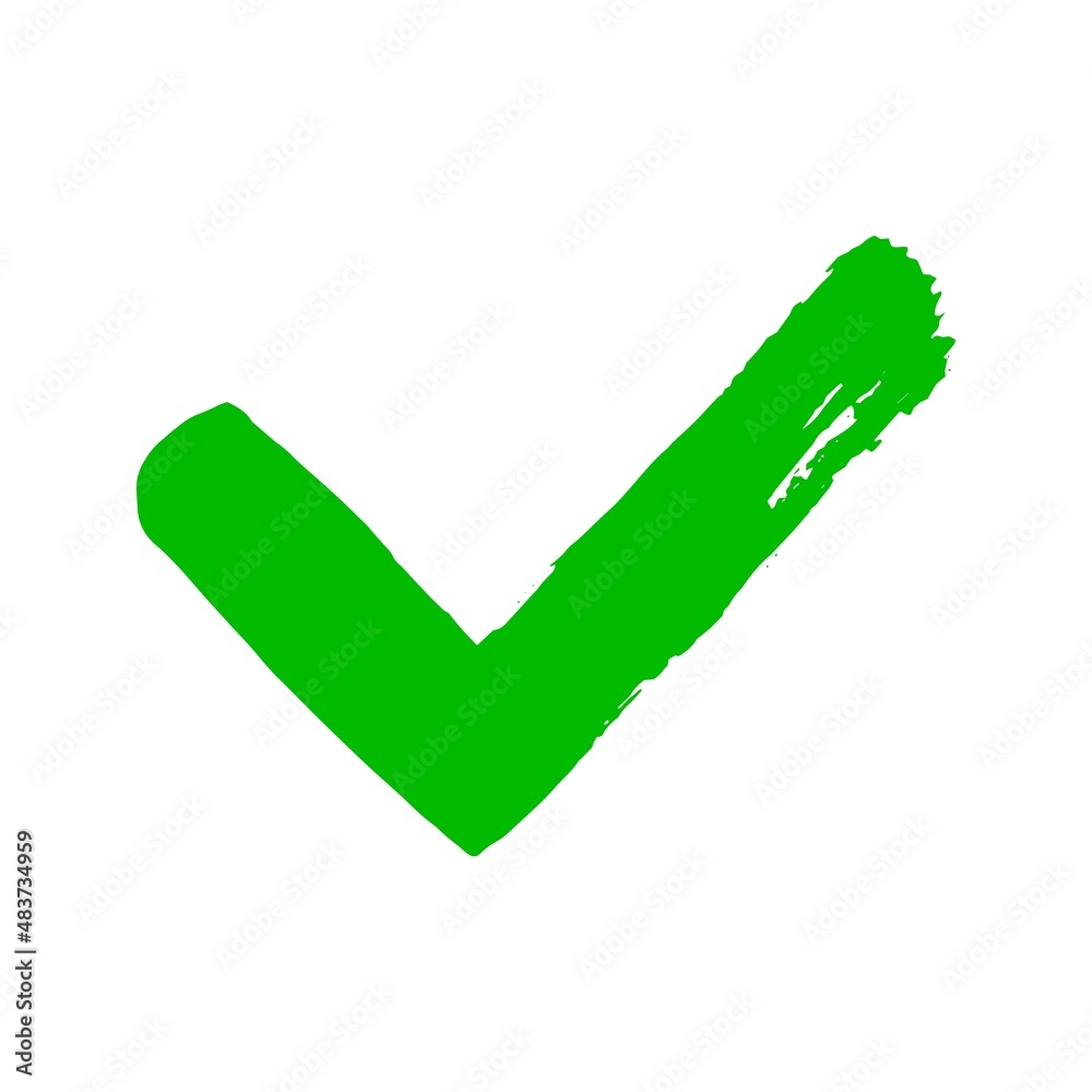 Tick v dirty grunge hand drawn with brush strokes vector illustration ...