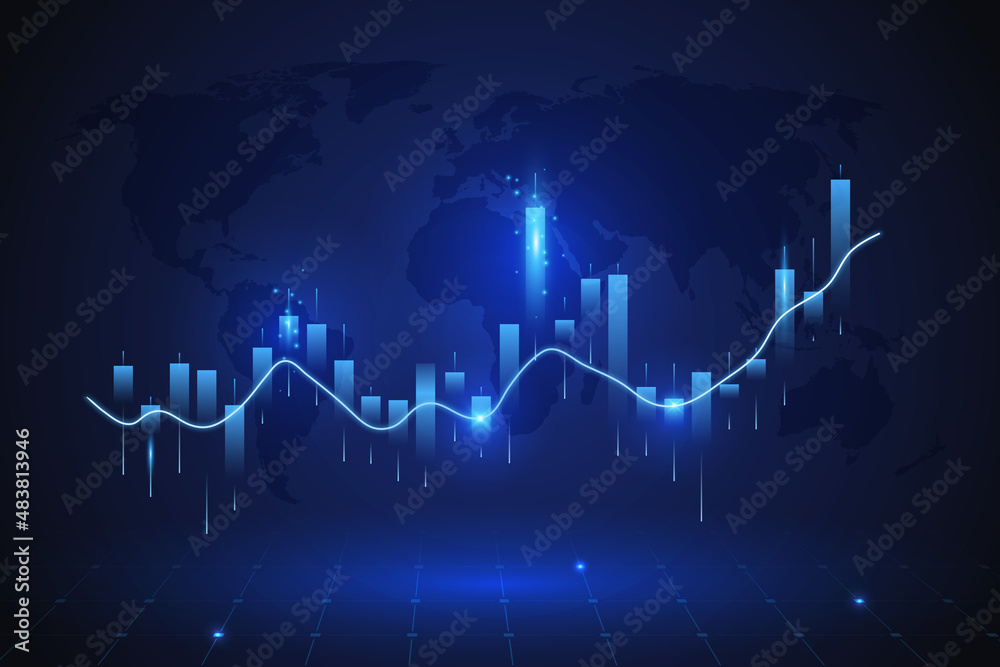 Glowing chart of investment financial data. Graph stock market with ...