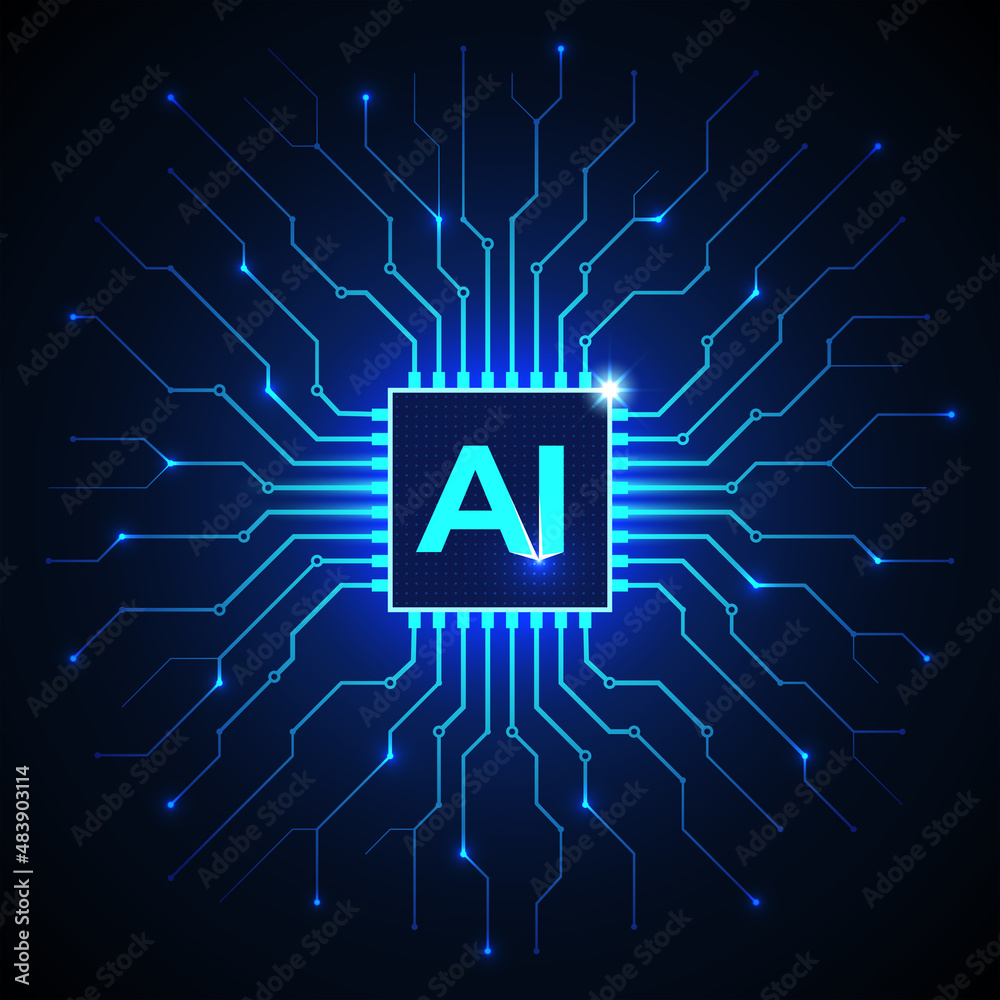 Artificial intelligence, ai. Abstract processor, computer digital chip, printed circuit board ...