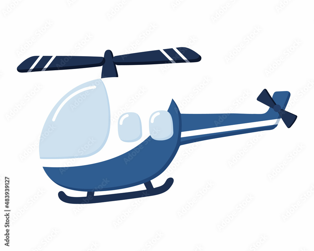 Blue Helicopter in Cartoon style. Vector isolated Stock Vector | Adobe ...