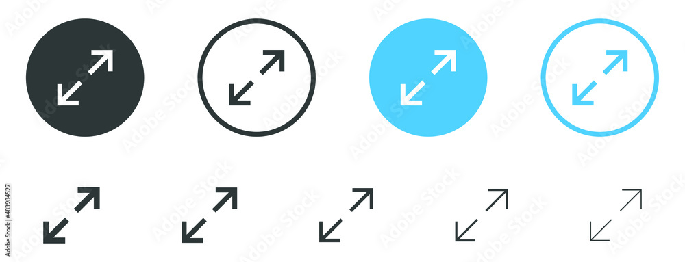 arrow maximize icon two arrows expand icons resize zoom scale icon Stock Vector | Adobe Stock