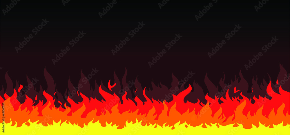 Ablaze. Red and yellow Fire flames,Cartoon, fire or flame pictogram ...