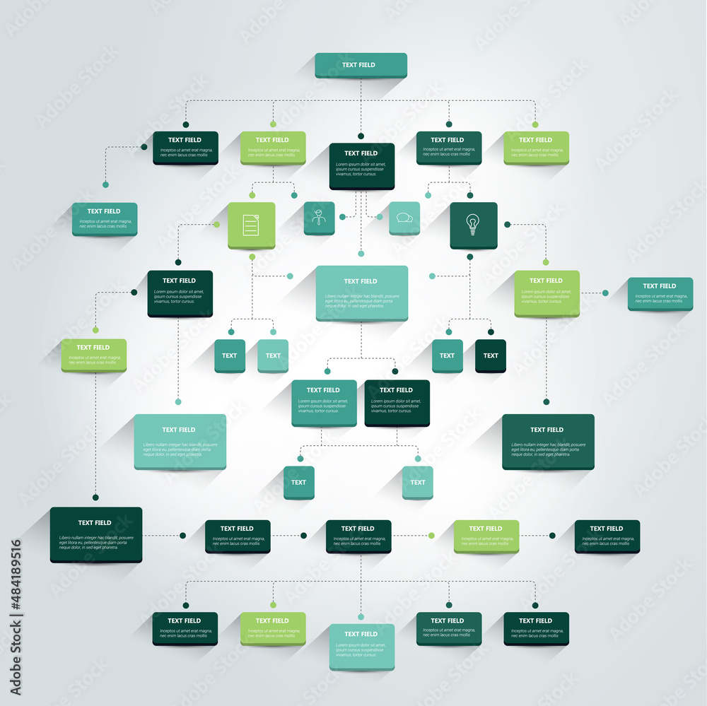 Infographics flowchart. Colored shadows scheme. Stock Vector | Adobe Stock