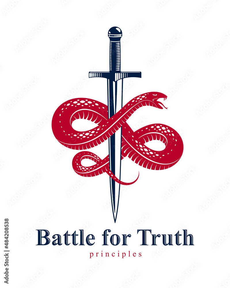 Snake and Dagger, Serpent wraps around a sword vector vintage tattoo ...