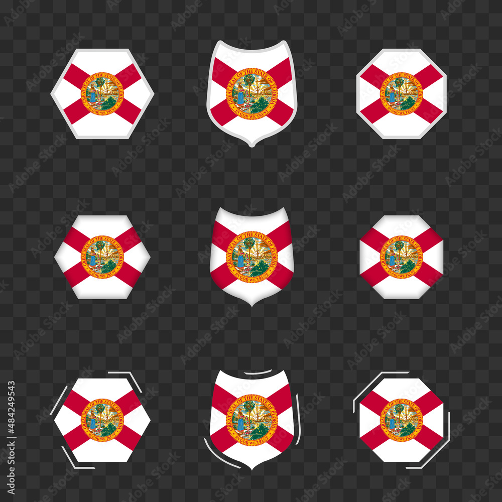 National symbols of Florida on a dark transparent background, vector ...