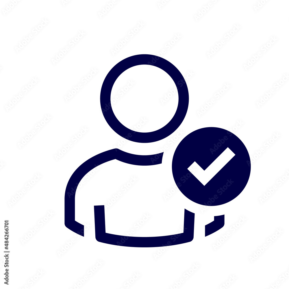 Account Login Icon. Verify Member Profile. Person, User with Checkmark ...