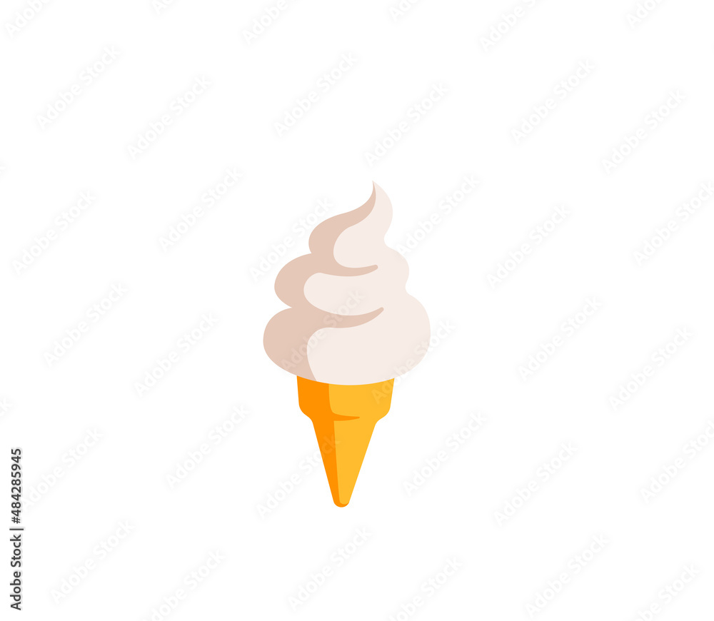 Soft Ice Cream vector isolated icon. Emoji illustration. Ice cream cone ...