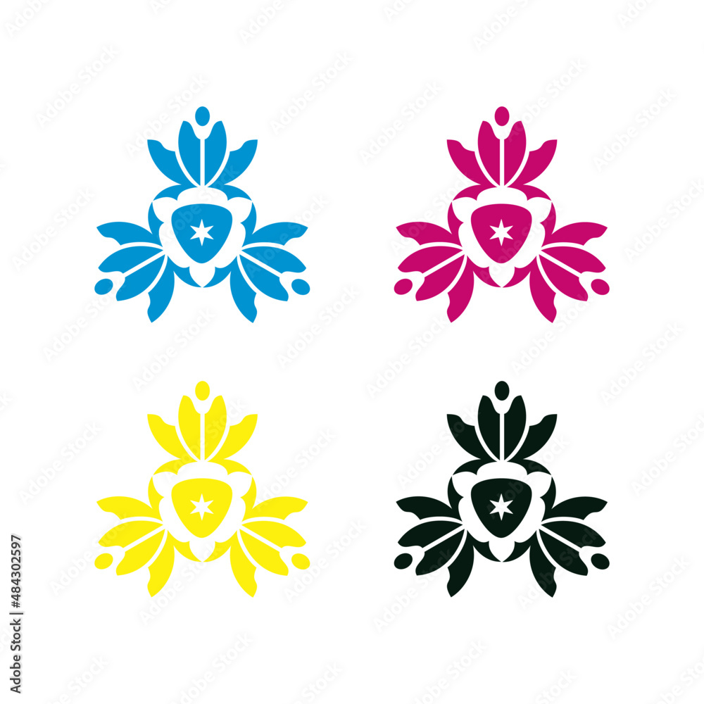 natural flower vector with cmyk color variations Stock Vector | Adobe Stock