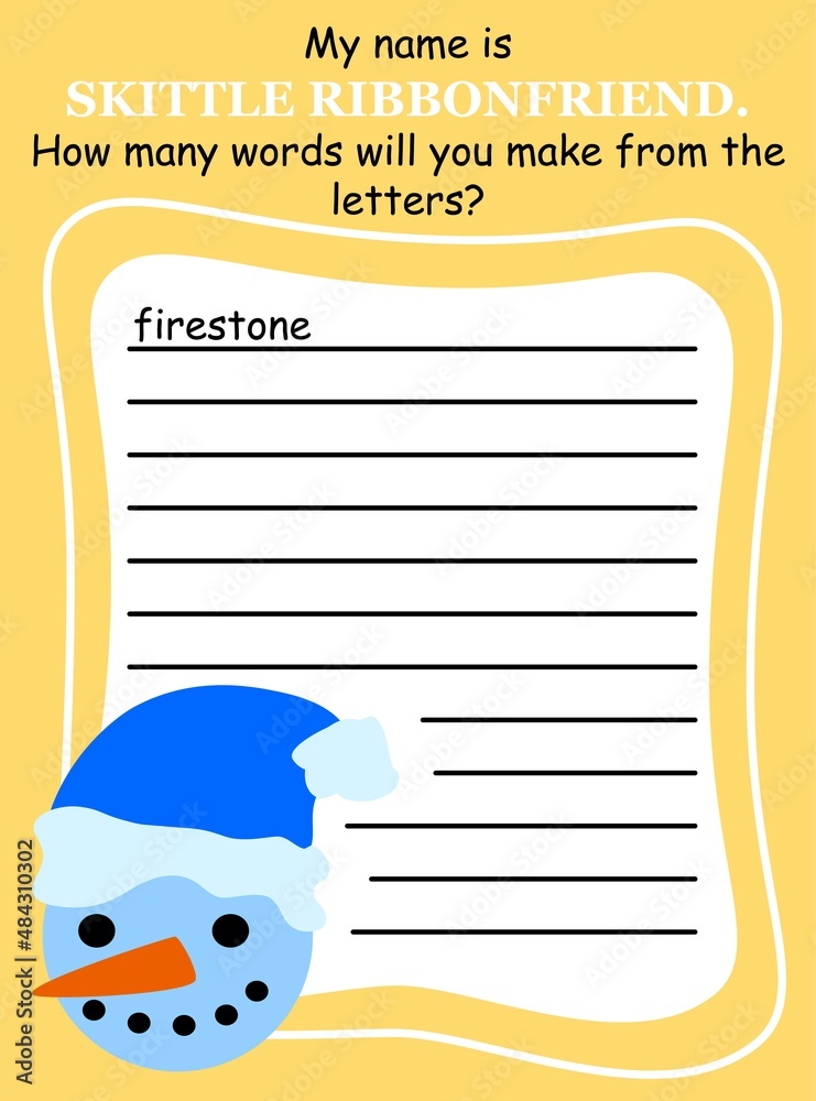 Educational anagram game with a snowman in English vector. Winter ...