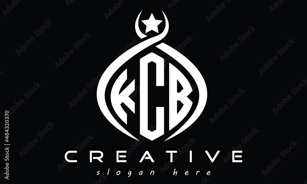 KCB three letters monogram curved oval initial logo design, geometric ...