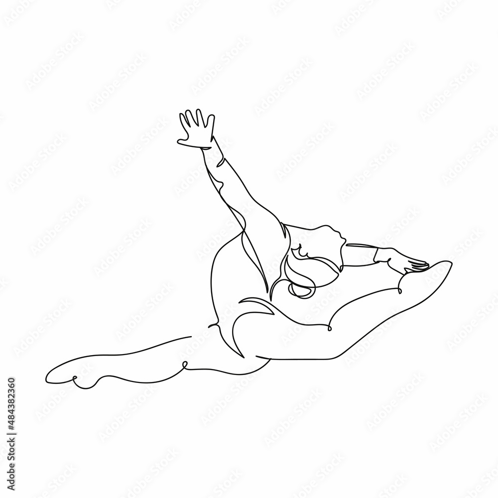 Continuous one simple single abstract line drawing of olympic woman ...