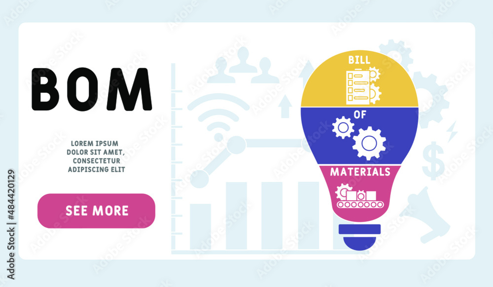 BOM - Bill Of Materials acronym. business concept background. vector ...