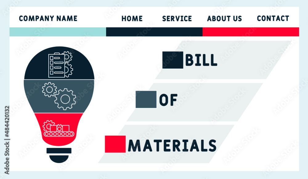 BOM - Bill Of Materials acronym. business concept background. vector ...