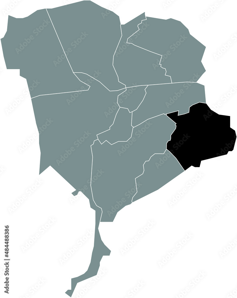 Black flat blank highlighted location map of the BAVEL DISTRICT inside ...