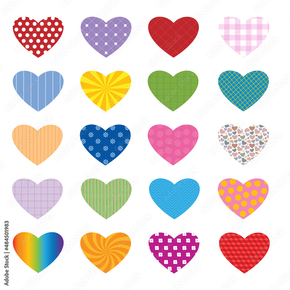Planilla de corazones con patrones Stock Vector | Adobe Stock