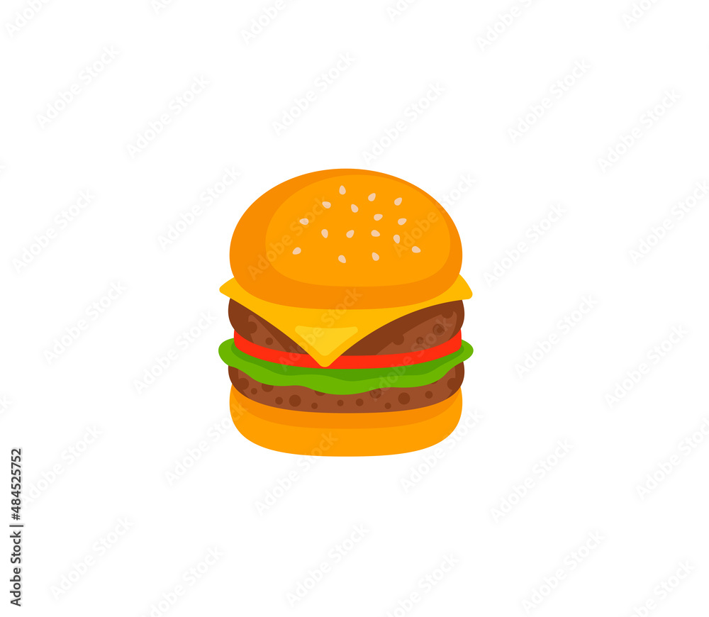 Burger vector isolated icon. Emoji illustration. Burger vector emoticon ...
