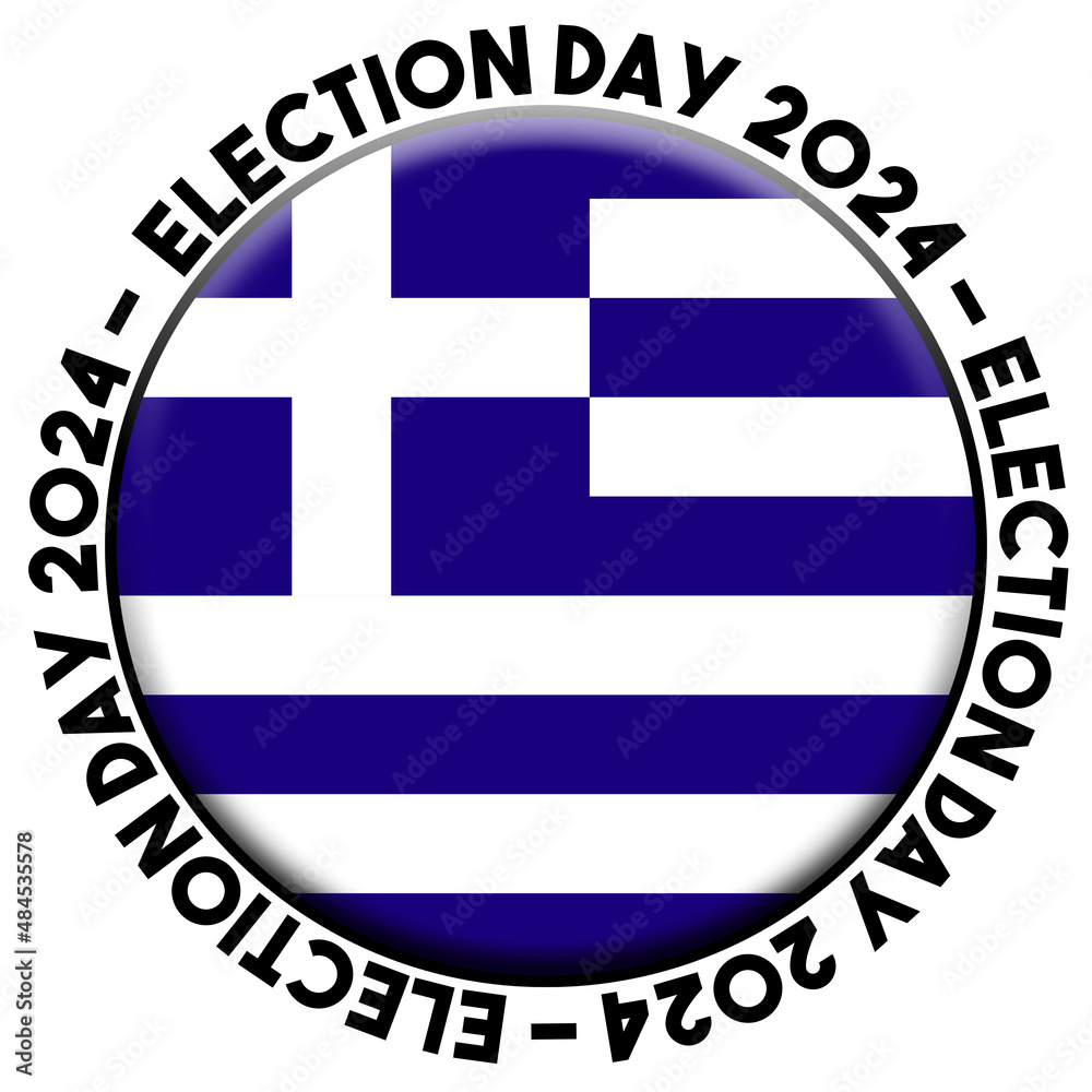 Ilustración de Stock Greece Election Day 2024 Circular Flag Concept ...