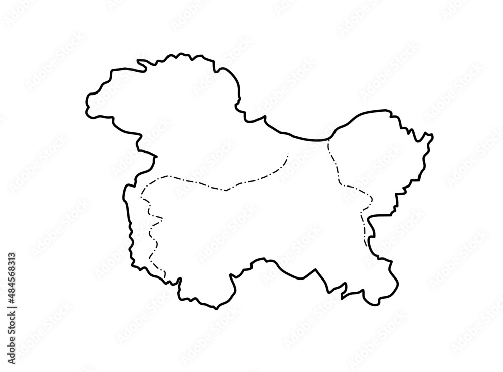 Outline illustration of map of Union Territory Jammu Kashmir and Ladakh ...
