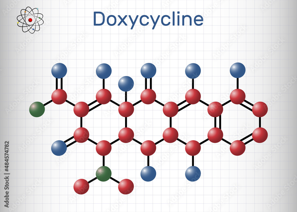 Doxycycline molecule. It is broad-spectrum tetracycline antibiotic used ...