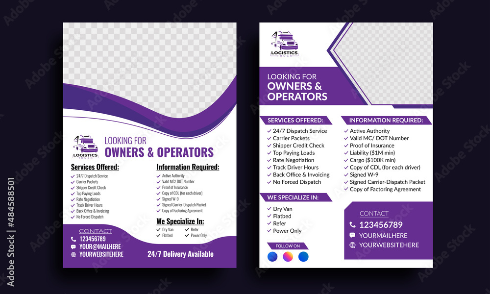 modern dispatch logistics trucks freight flyer, Trucking advertising ...
