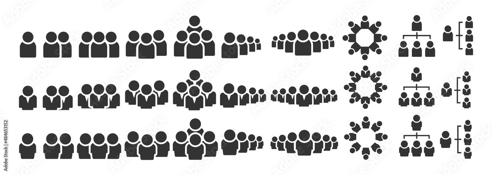 Crowd of people icons. Grouping people design. Business user symbol ...