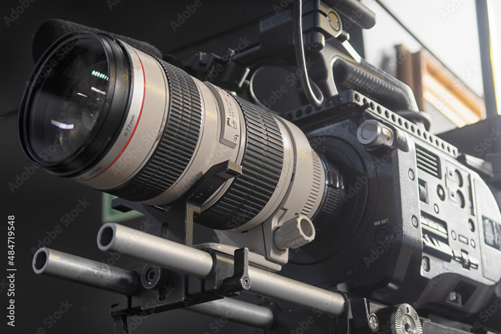 Professional digital video camera cinematography in the pavilion. Stock ...