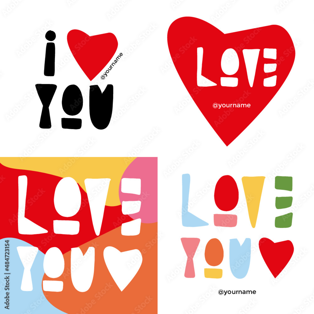 Arty i love you with heart, cartel artistico de colores con corazón ...