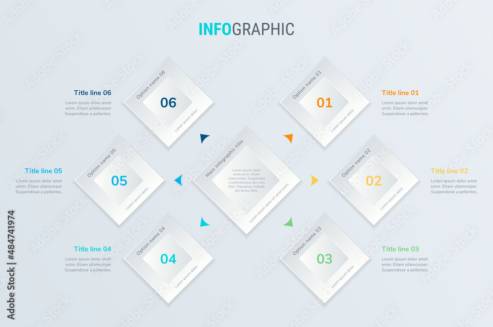 Vector infographics timeline design template with square elements ...