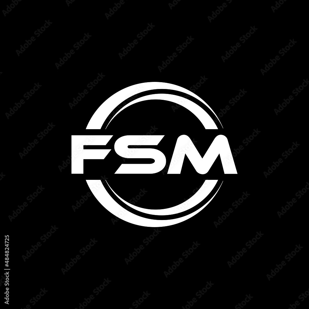 FSM letter logo design with black background in illustrator, vector logo modern alphabet font ...