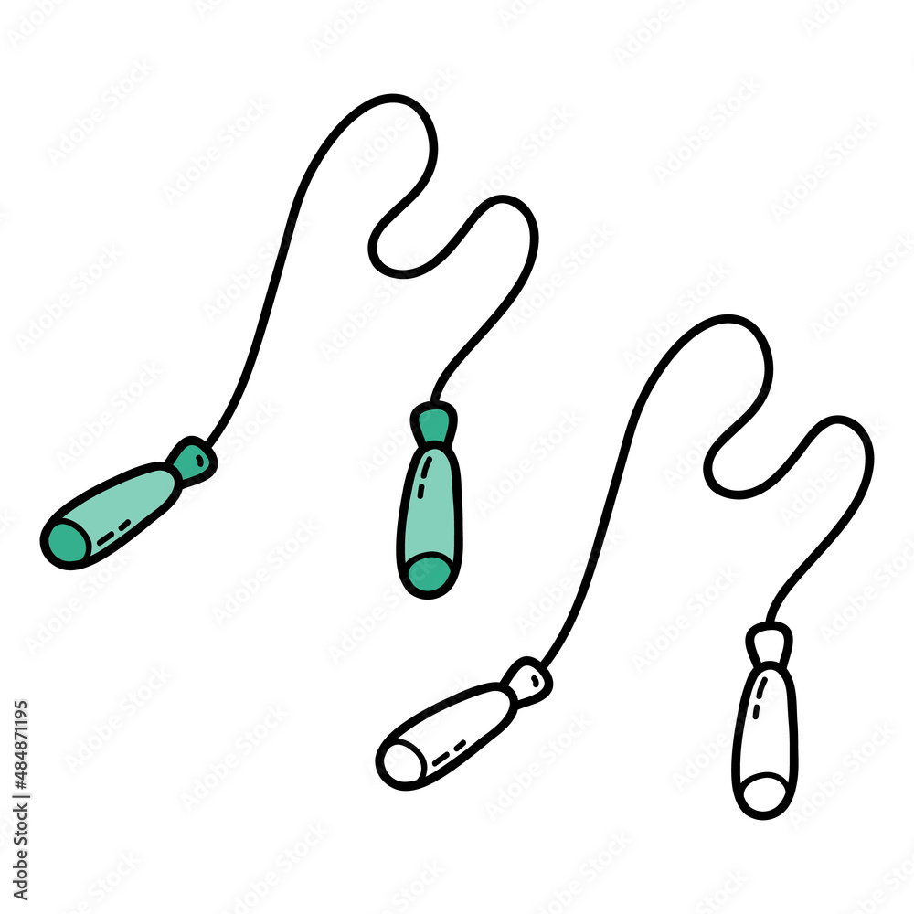 Vector illustration coloring page of doodle jump rope for children and ...